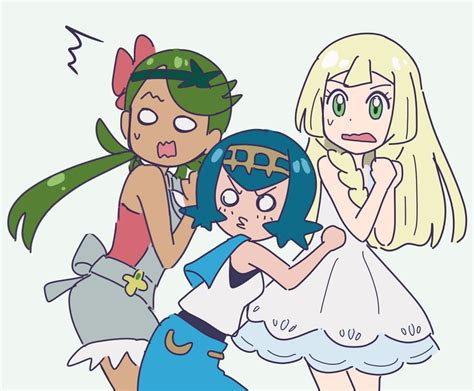 Lillie Lana And Mallow Pokemon And 2 More Drawn By Miin Toukotouya