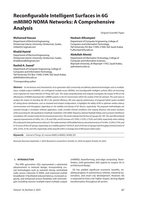 Pdf Reconfigurable Intelligent Surfaces In 6g Mmimo Noma Networks A Comprehensive Analysis