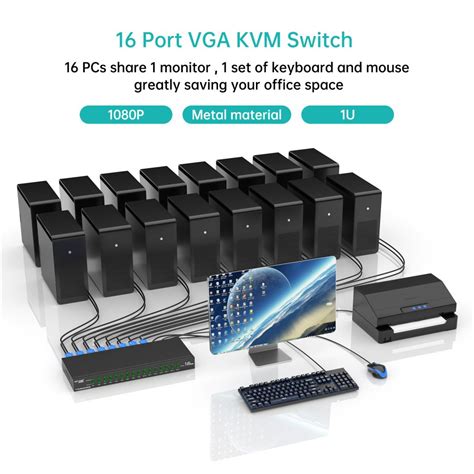 Port USB VGA KVM Switch Console With Cables MT VIKI