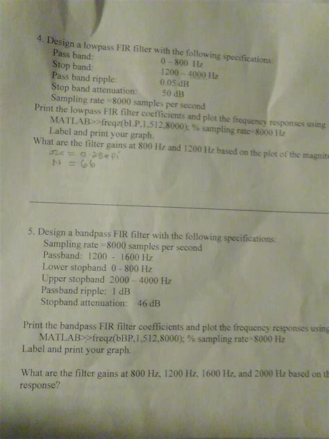 Design A Lowpass Fir Filter With The Following