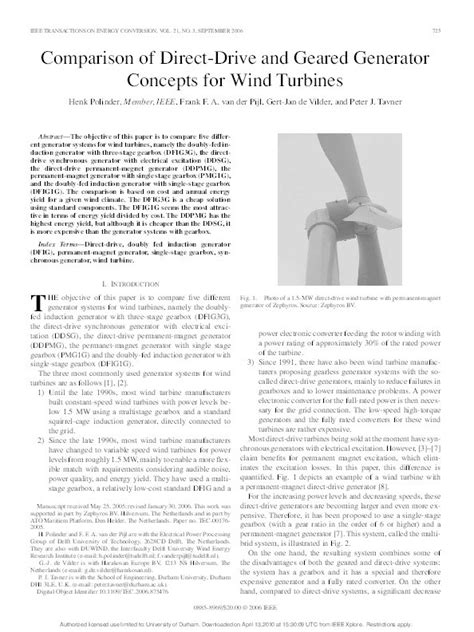 Comparison Of Direct Drive And Geared Generator Concepts For Wind Turbines