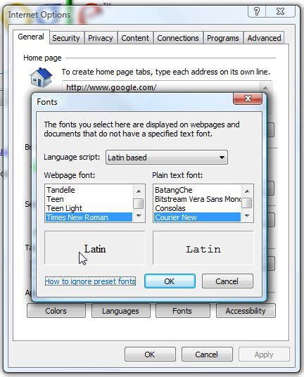 Internet Explorer Versions 6 8 General Text Options Joe Dolson Web Accessibility
