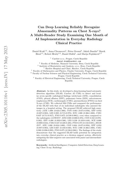 Pdf Can Deep Learning Reliably Recognize Abnormality Patterns On Chest X Rays A Multi Reader