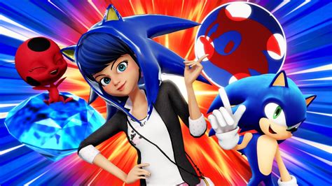 Miraculous Ladybug Sonic X Marinette Transformation Sonicbug 🦔🐞🔵🔴