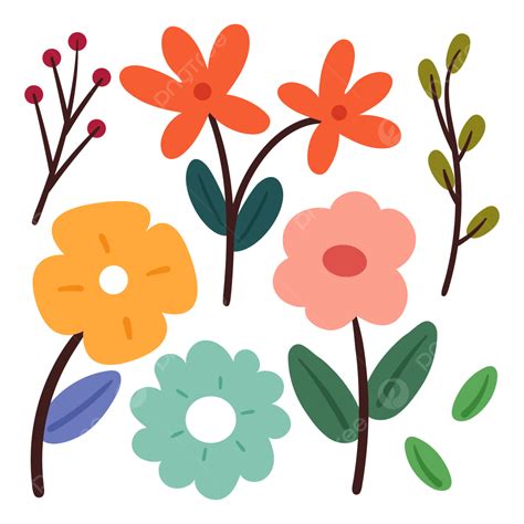 귀여운 만화 일러스트 꽃과 식물 스티커 세트 벡터 만화 일러스트 세트 일러스트 스티커 일러스트 Png 일러스트 및 벡터 에 대한 무료 다운로드 Pngtree