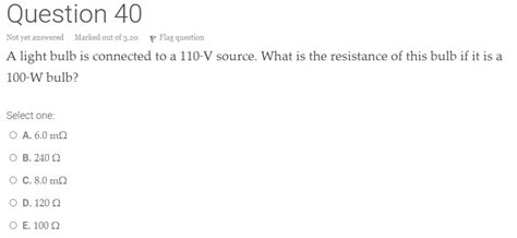 Solved A Light Bulb Is Connected To A 110 V Source What Is