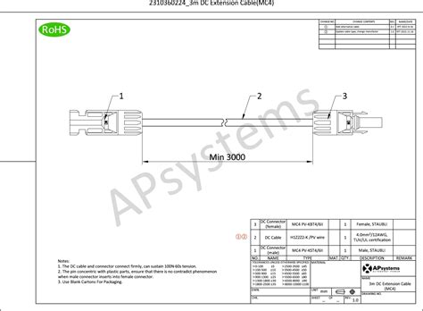 DC Extension Cable 3M OPTIONAL APsystems EMEA