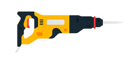 전기 잭해머 가정용 도로 건설 및 마무리 작업을위한 전동 공구 전문 작업자 도구 흰색 배경에 격리된 벡터 그림 가정 생활에 대한 스톡 벡터 아트 및 기타 이미지 Istock