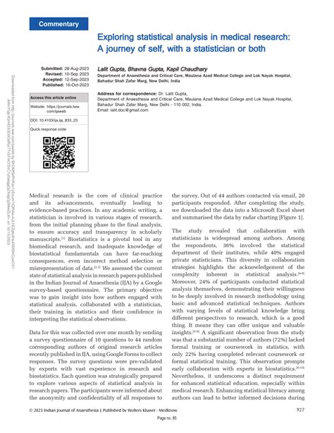 Pdf Exploring Statistical Analysis In Medical Research A Journey Of Self With A Statistician
