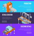 Isometric Factory Automated Mechanised Conveyor Vector Image