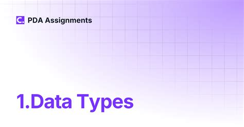 1 data types pda assignments