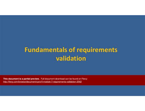 CPRE FL Module Requirements Validation PPT Slide Deck