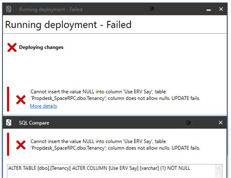 Default Constraints Added After Column Alter Attempted Script Fails Support