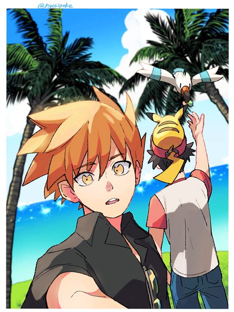 Pikachu Red Blue Oak And Wingull Pokemon And More Drawn By Nyoripoke Danbooru