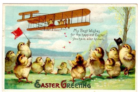 1911 Embossed Edwardian Easter Card With Chiicks And Biplane Etsy Vintage Easter Postcards