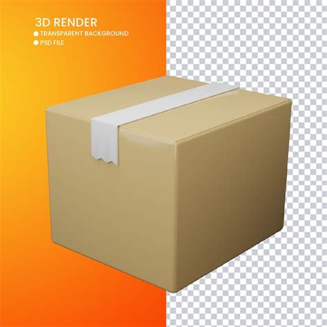 Premium Psd 3d Rendering Of Cute Cardboard Box