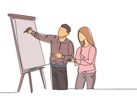 Premium Vector Single Continuous Line Drawing Male Ceo Explaining