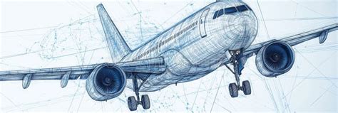 Technical Blueprint Showcasing Detailed Design Of An Airplane With Intricate Lines And