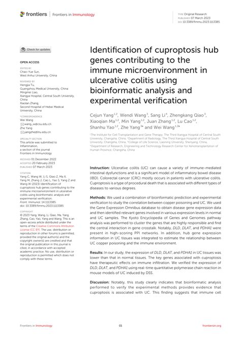 Pdf Identification Of Cuproptosis Hub Genes Contributing To The Immune Microenvironment In