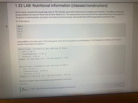 Solved 132 Lab Nutritional Information