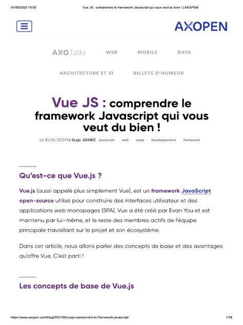 Vue Js Comprendre Le Framework Javascript Qui Vous Veut Du Bien Axopen Pdf