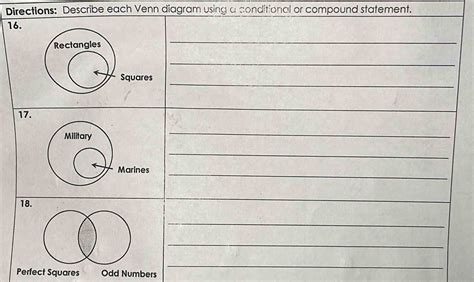 Directions Describe Each Venn Diagram Using A Conditional Or Compound