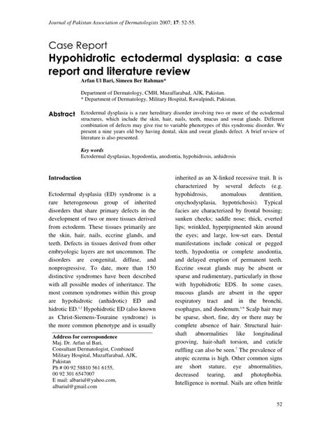Pdf Hypohidrotic Ectodermal Dysplasia A Case Report And Literature