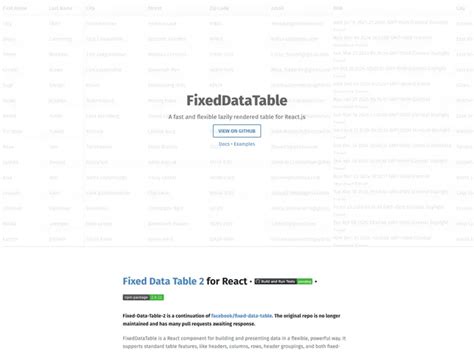 Fixed Data Table 2 By Schrodinger A React Template Built At Lightspeed