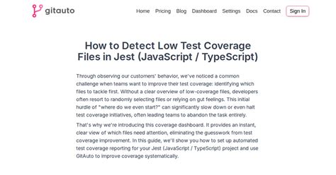 How To Detect Low Test Coverage Files In Jest Gitauto Blog
