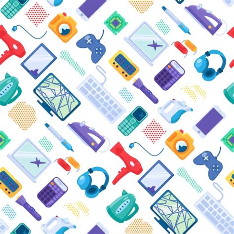 Premium Vector Reusable Electronic Devices Seamless Pattern