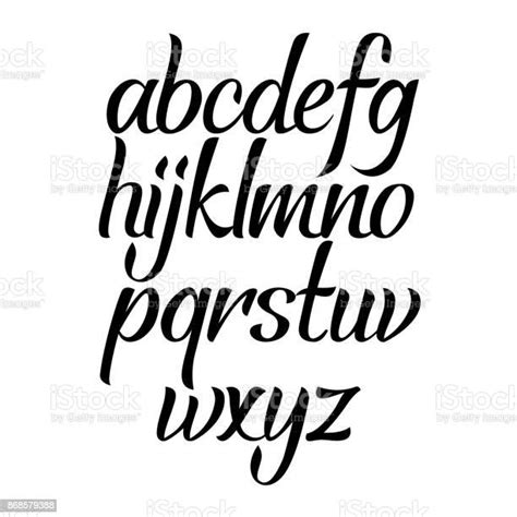 브러시 스크립트 붓글씨 필기체 형식입니다 벡터 Aphabet 손으로 손으로 그린 글자 폰트입니다 검은색에 대한 스톡 벡터 아트 및 기타 이미지 Istock