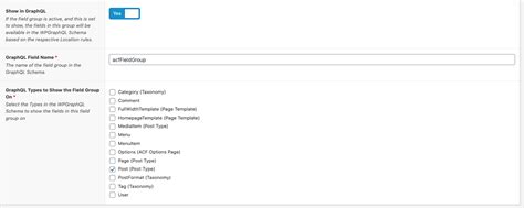 Add Explicit Options For Adding Acf Field Groups To The Schema · Issue