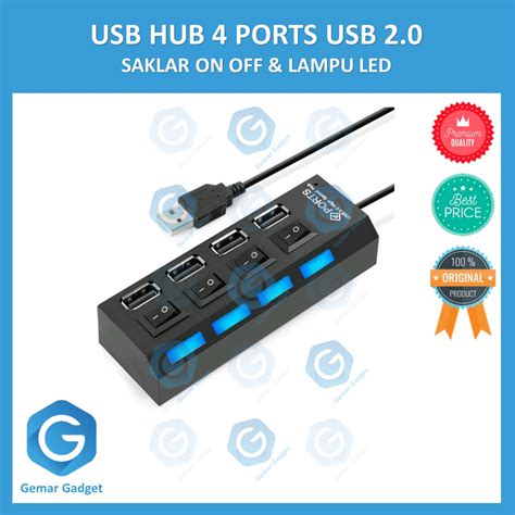 TOMBOL Usb HUB 4 Ports On Off Button Switch Fast Speed LED Light Shopee Malaysia