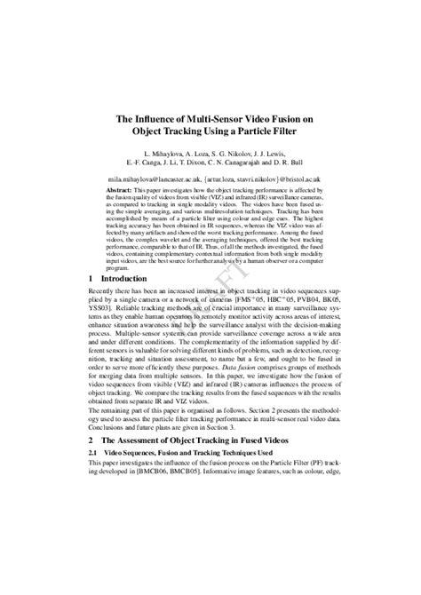 Pdf The Influence Of Multisensor Video Fusion On Object Tracking