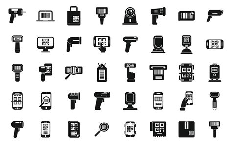 Code Scanning Icons Set Simple Vector Qr Barcode Vector Art At Vecteezy