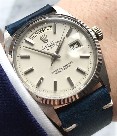 18k White Gold Rolex Day Date President Stepped Tritium Dial Vintage
