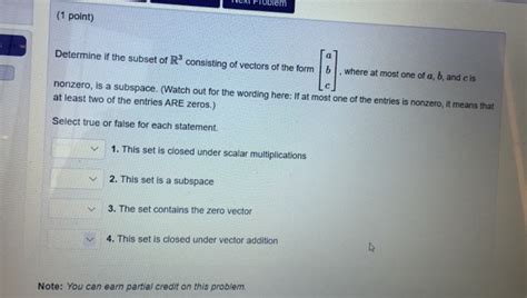 Solved 1 Point Determine If The Subset Of R3 Consisting Of