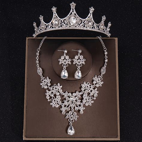 Badu Bg Барок Винтидж Зелен Кристал Булчински Комплекти Бижута Планински Кристал Тиара Корона