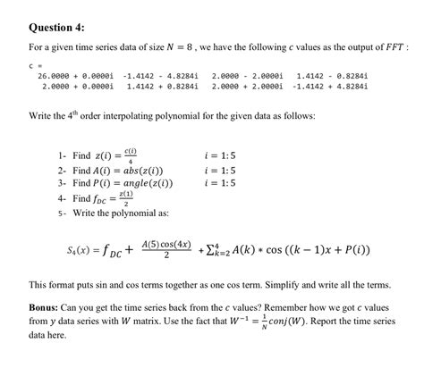 Solved Question 4for A Given Time Series Data Of Size N8