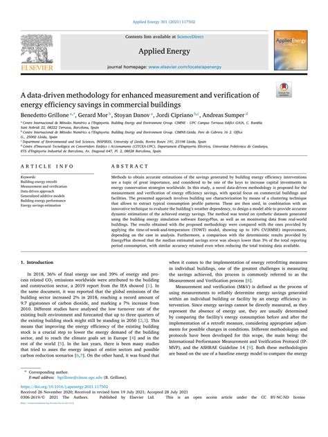 Pdf A Data Driven Methodology For Enhanced Measurement And Verification Of Energy Efficiency