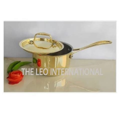BR684 Pure Brass Sauce Pan With Brass Lid And Handle With Tin Lining