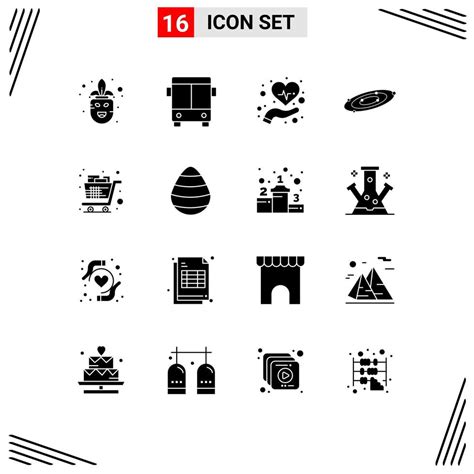16 Universal Solid Glyphs Set For Web And Mobile Applications Cart System Care Planets Galaxy