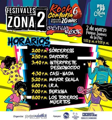 Rockeros De Medellín ¡horarios ⏰ 🔊 Festivales Zona 2 🔊 Evento Al Aire Libre De Entrada Libre
