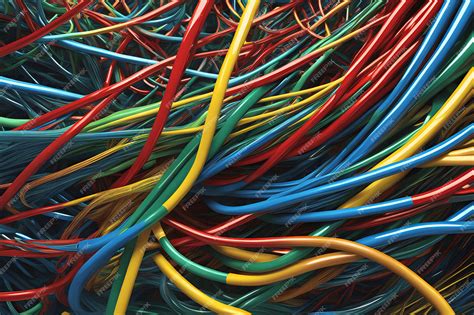 Premium Ai Image Abstract Array Of Colorful Network Transmissions Cables Computer Technology
