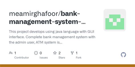 GitHub Meamirghafoor Bank Management System With Atm Feature Using