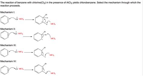 Solved The Reaction Of Benzene With Chlorine Cl2 In The
