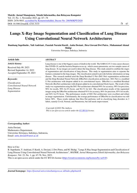 Pdf Lungs X Ray Image Segmentation And Classification Of Lung Disease Using Convolutional
