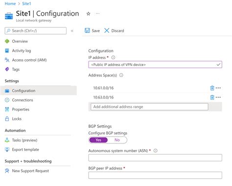 修改閘道 Ip 位址設定：azure 入口網站 Azure Vpn Gateway Microsoft Learn