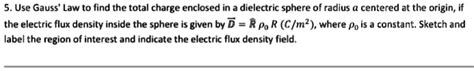 Solved The Electric Flux Density Inside The Sphere Is Given By D Po Rc