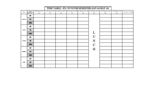 Time Table Format Pdf